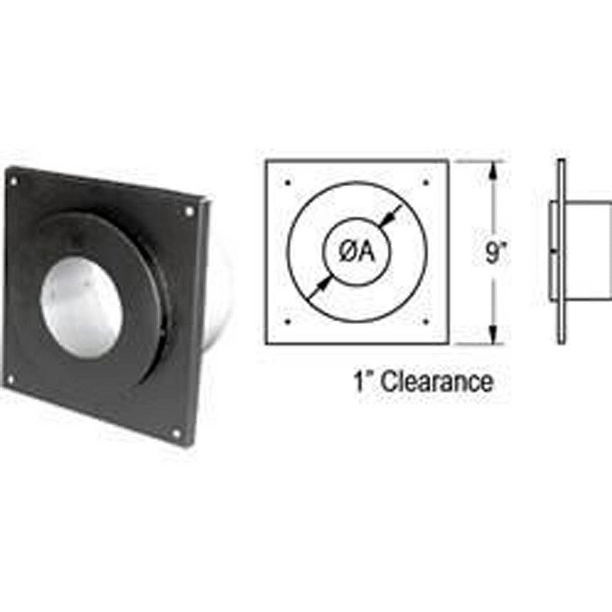 Dura Vent PelletVent Pro Ceiling Support 1" Firestop Spacer: 3PVP-FS