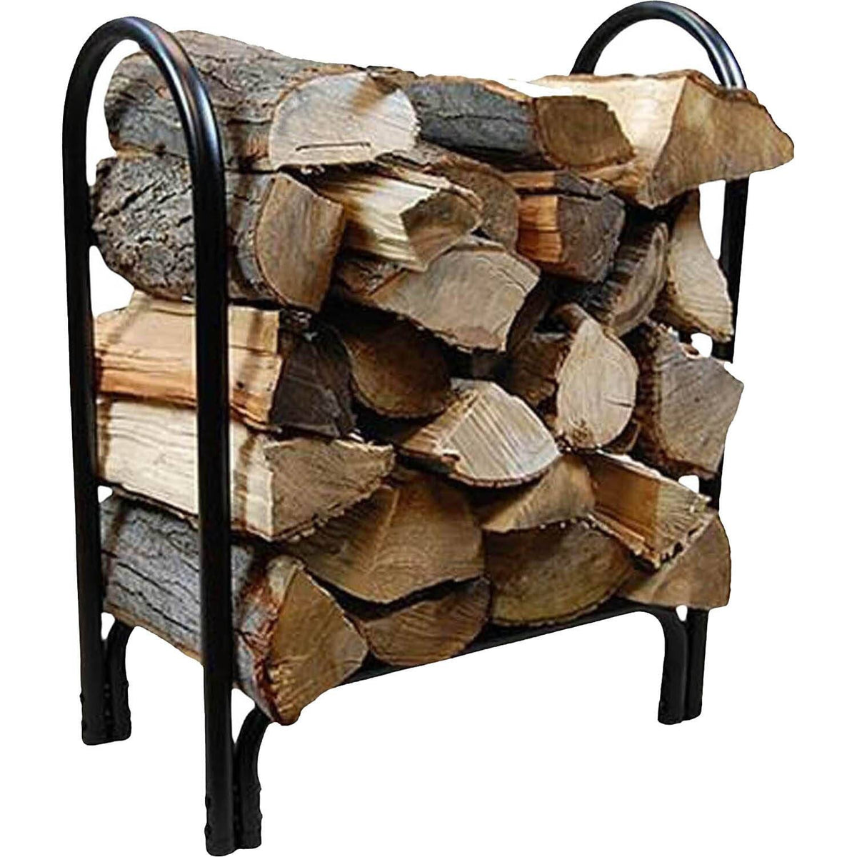 HY-C Deluxe Tubular Steel Log Rack Black (26" x 12" x 33"): H SLRS-01